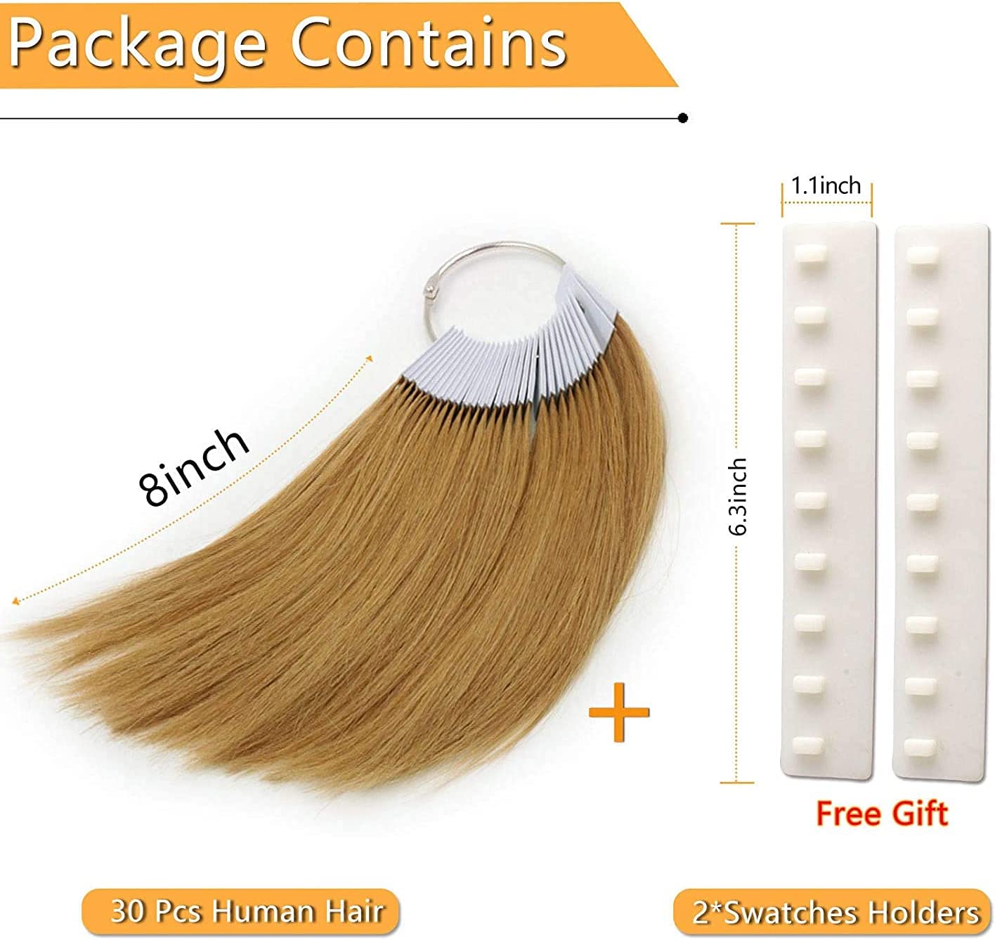 Luckswet 30 Pcs Human Hair Swatches Testing Color Samples For Salon
